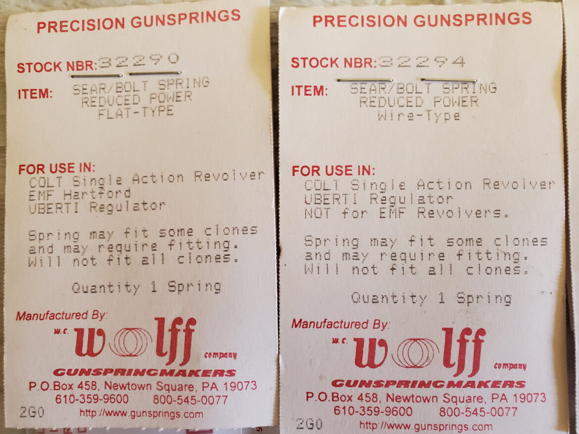 Colt Single Action Springs by Wolff