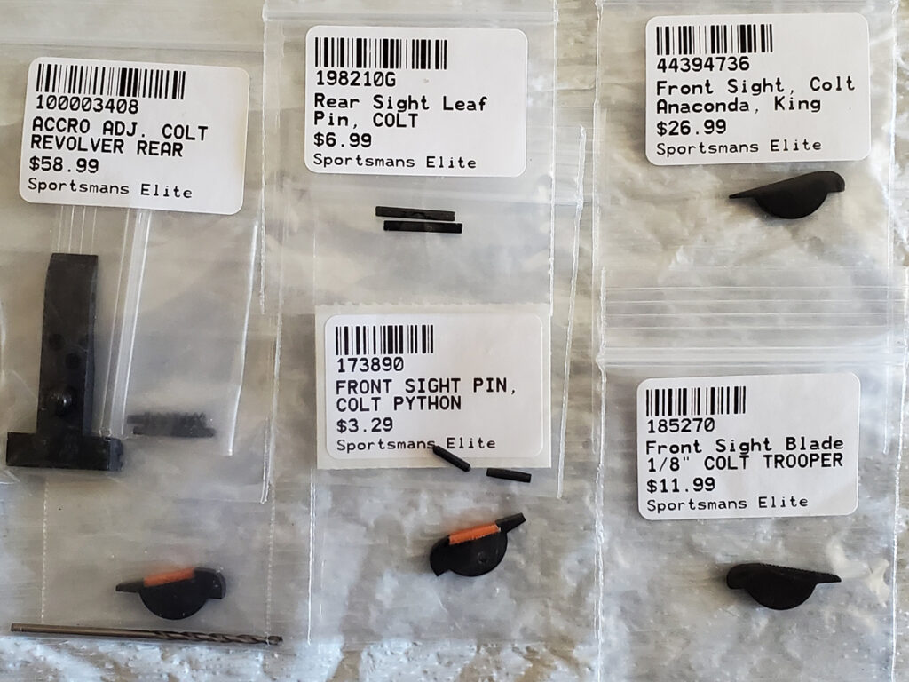 Colt Revolver Sights Front and Rear