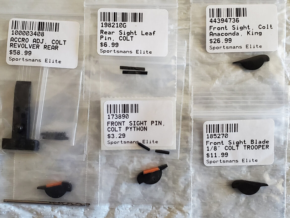 Colt Revolver Sights Front and Rear